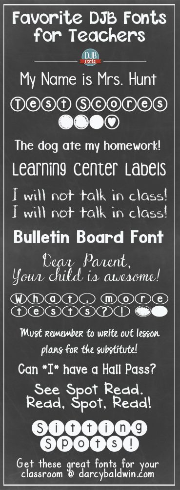 Favorite Teacher Fonts - Darcy Baldwin Fonts